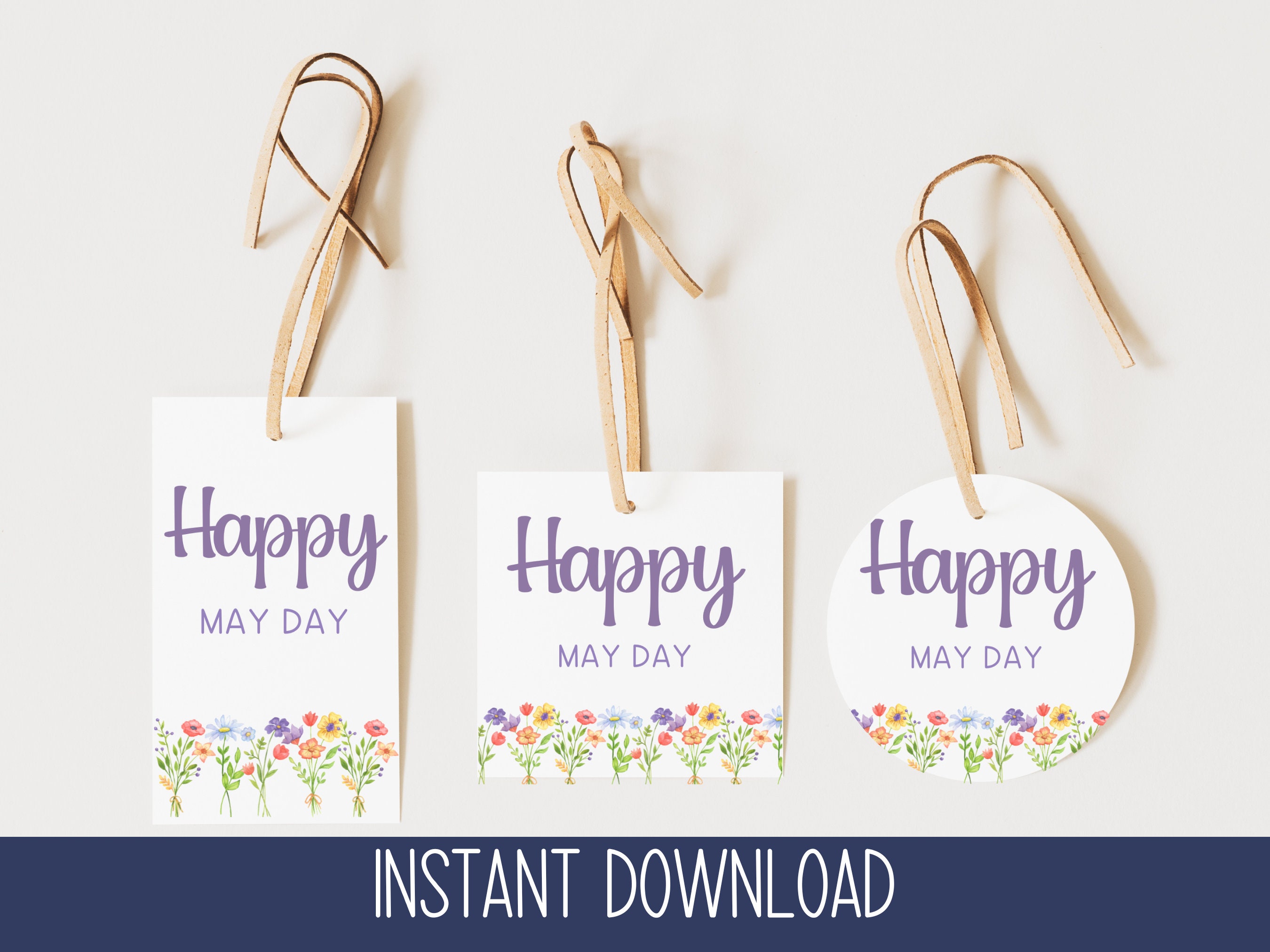 Printable May Day Basket Label | Cute Spring Tag Design I May Day Tag ...