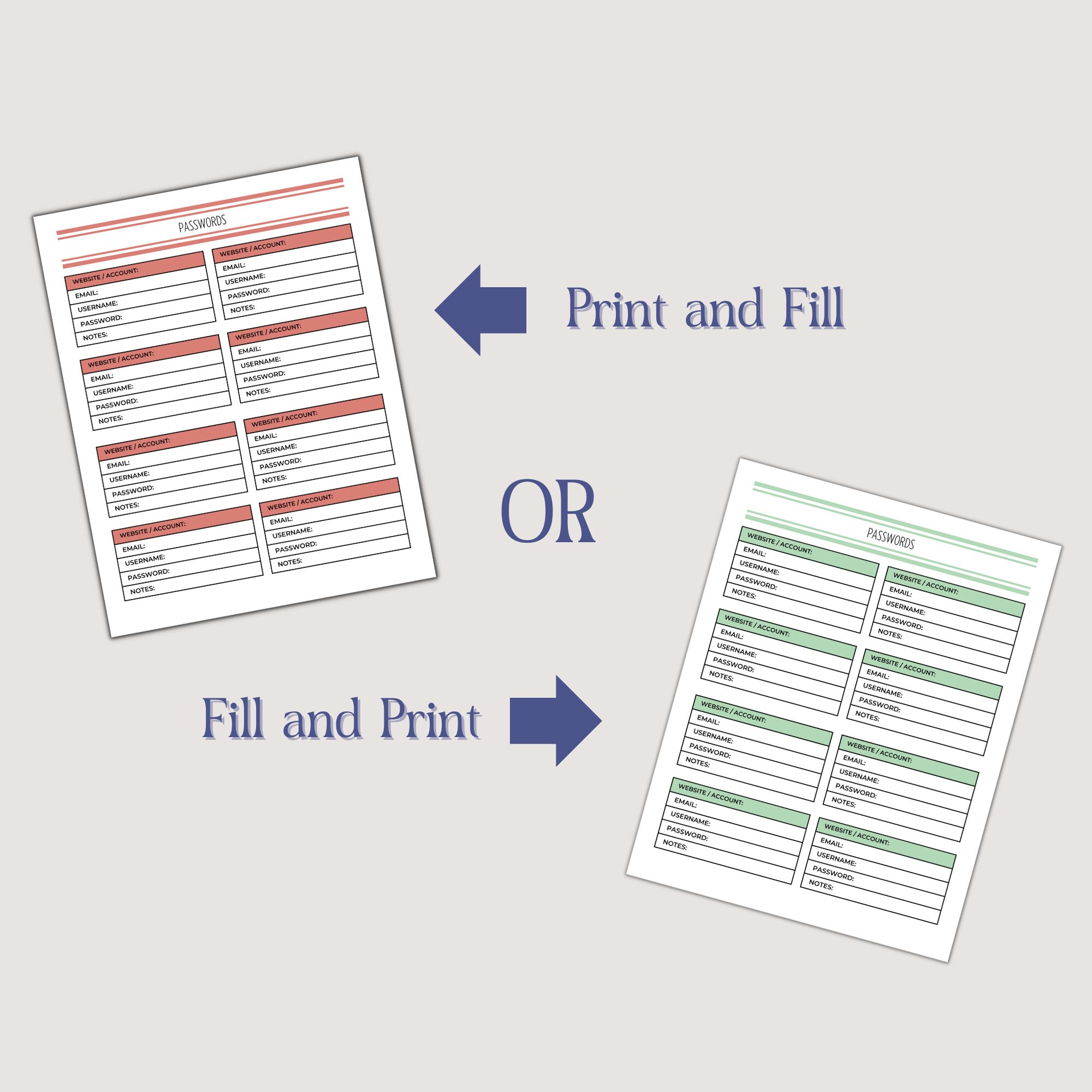 Password Tracker Fillable PDF Printable - Etsy