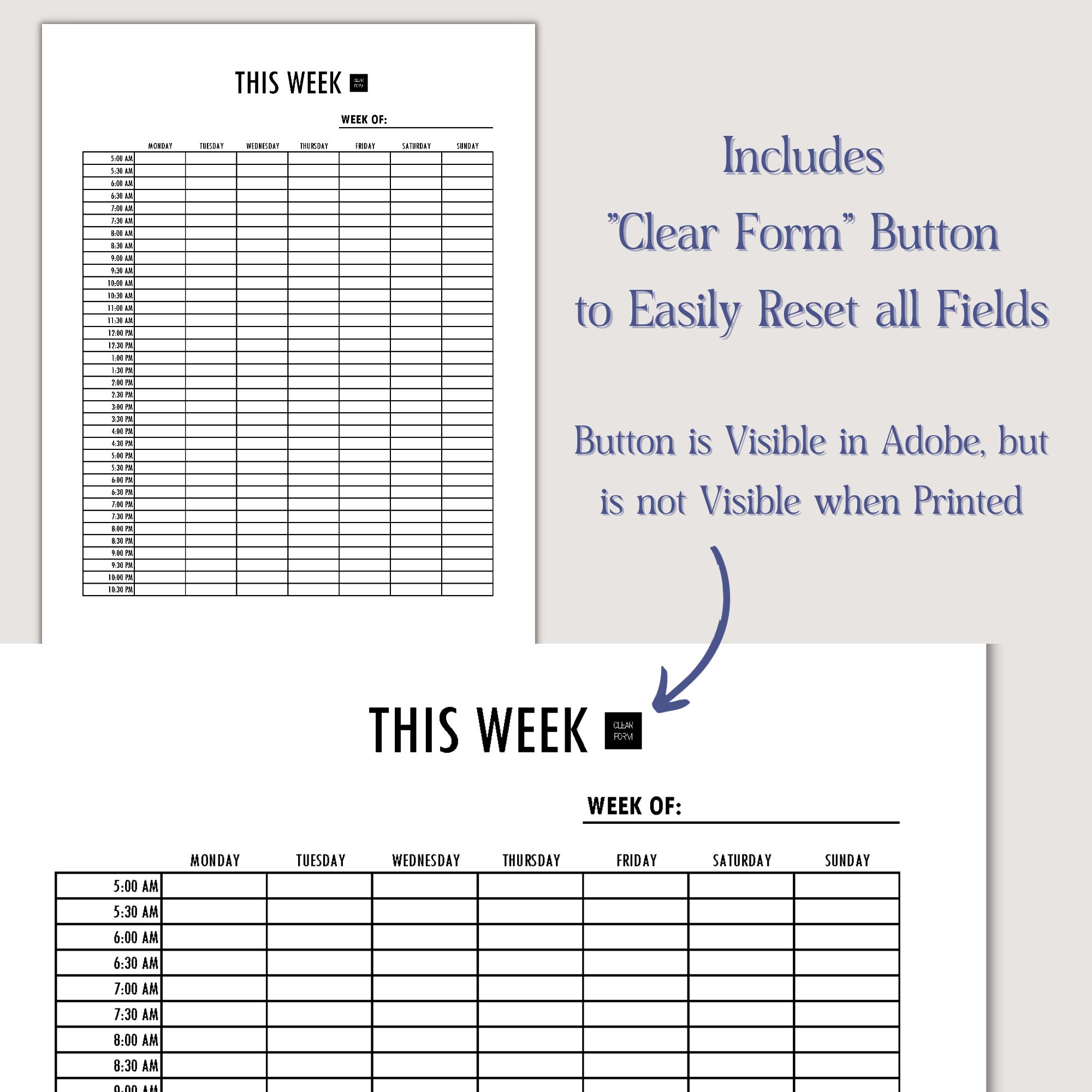 Efficient Planning Made Easy: Printable Minimalist Weekly Schedule With ...