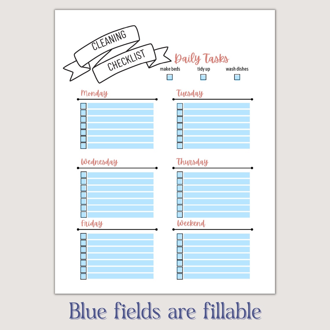 Get Your Cleaning Routine in Order With Our Printable and Fillable ...