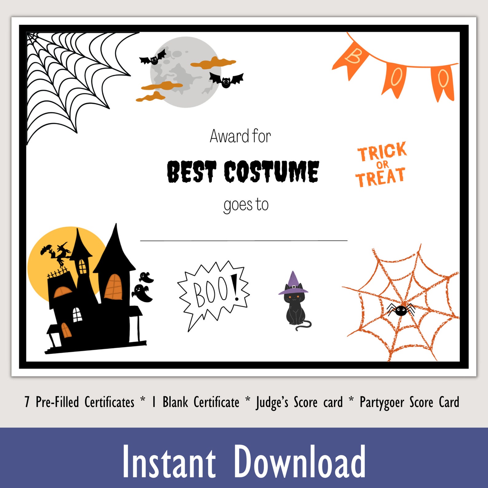 Printable Halloween Costume Party Award, Halloween Party, Halloween ...