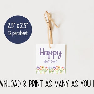 Printable May Day Basket Label | Cute Spring Tag Design I May Day Tag ...