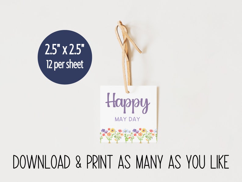 Printable May Day Basket Label | Cute Spring Tag Design I May Day Tag ...