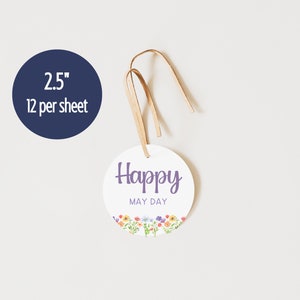 Printable May Day Basket Label | Cute Spring Tag Design I May Day Tag ...