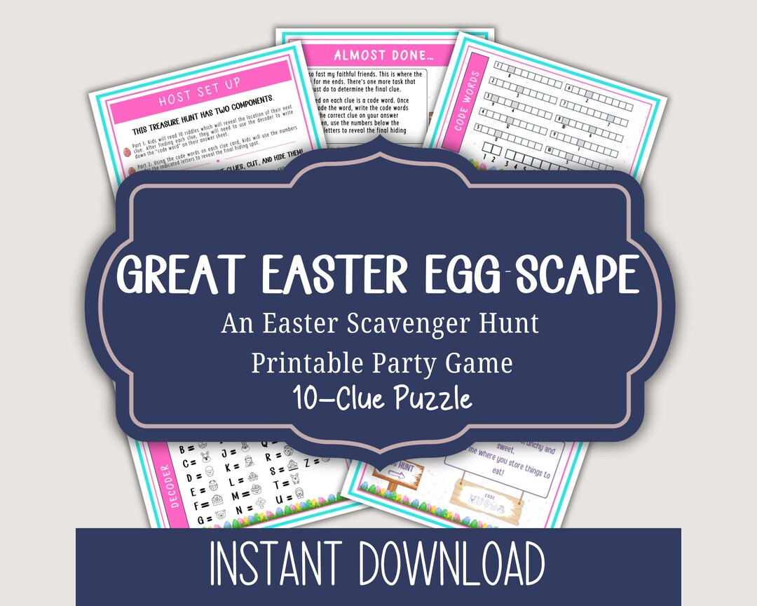 Easter Indoor Scavenger Hunt | Kids 10 Clue Treasure Hunt | Easter ...