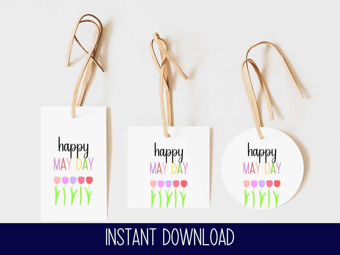 Printable May Day Basket Label | Cute Spring Tag Design I May Day Tag I ...