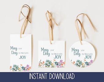 Printable May Day Basket Label | Cute Spring Tag Design I May Day Tag I ...