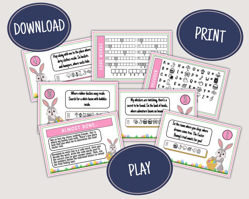 Easter Indoor Scavenger Hunt | 10 Clue Treasure Hunt for Kids | Easter ...