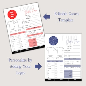 Editable Tshirt Order Form I Printable Small Business Order Form I ...