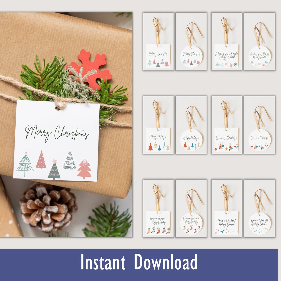Printable Christmas Tags Holiday Gift Tags Holiday Favor Tags ...