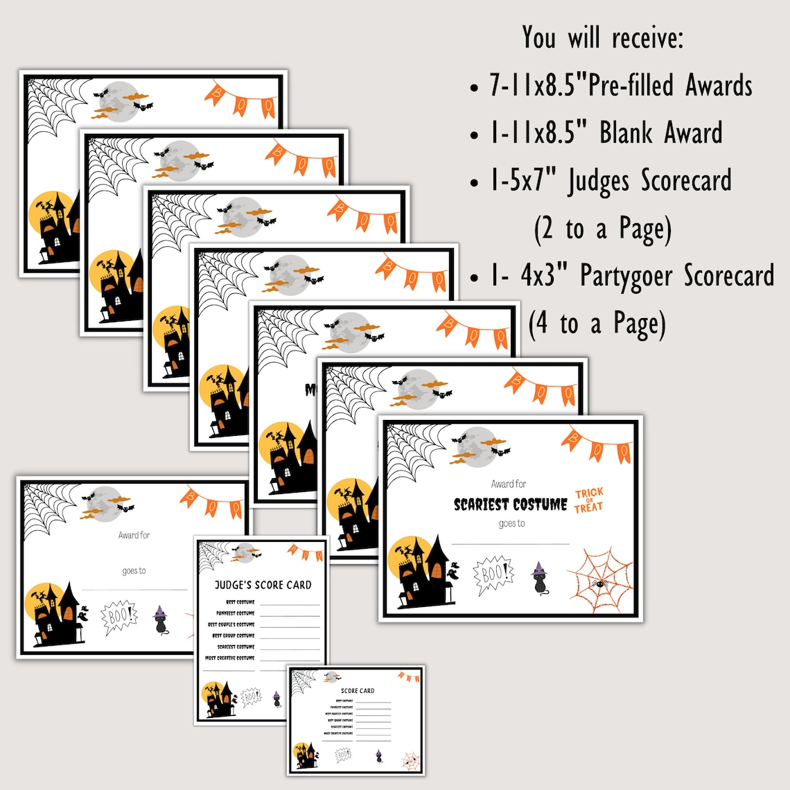 Editable Halloween Costume Party Award, Halloween Party, Halloween ...