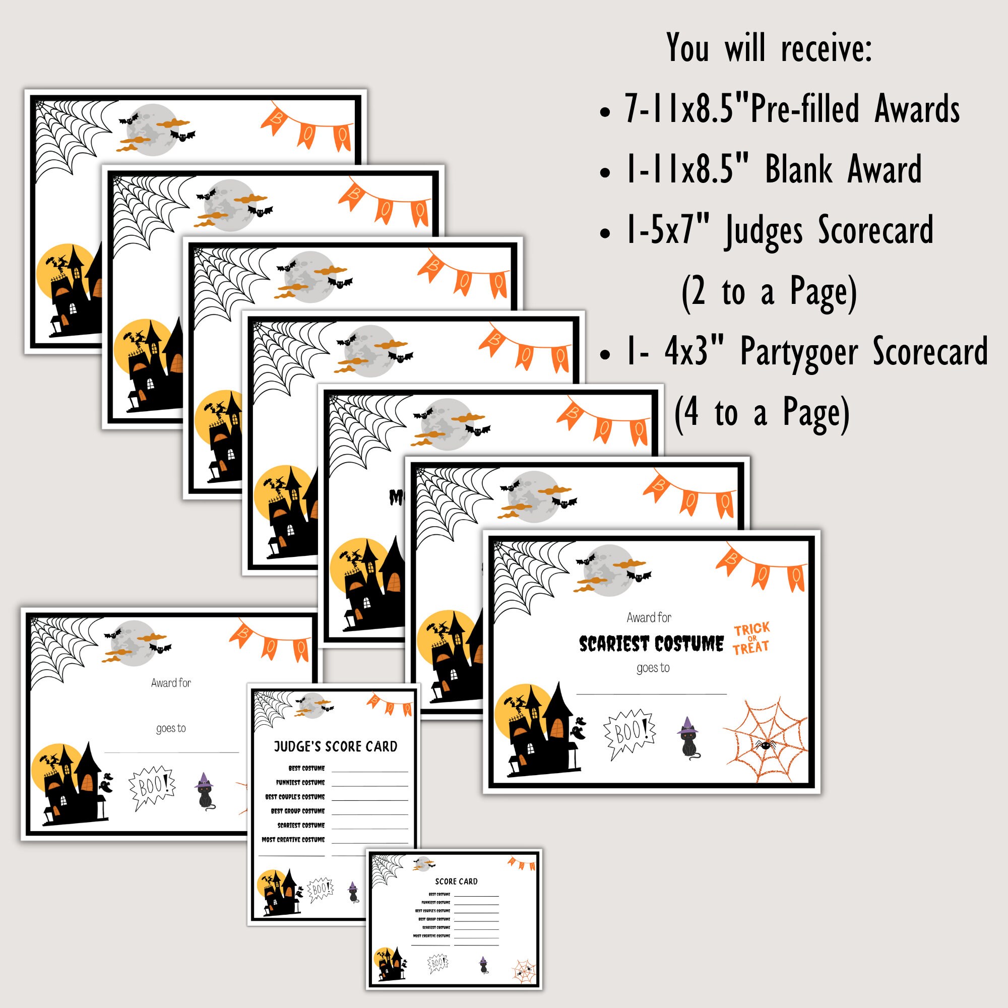 Printable Halloween Costume Party Award, Halloween Party, Halloween ...