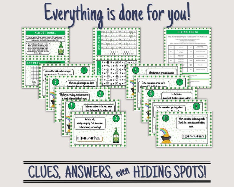 Printable St. Patrick’s Day Scavenger Hunt I 10-clue Indoor Treasure ...