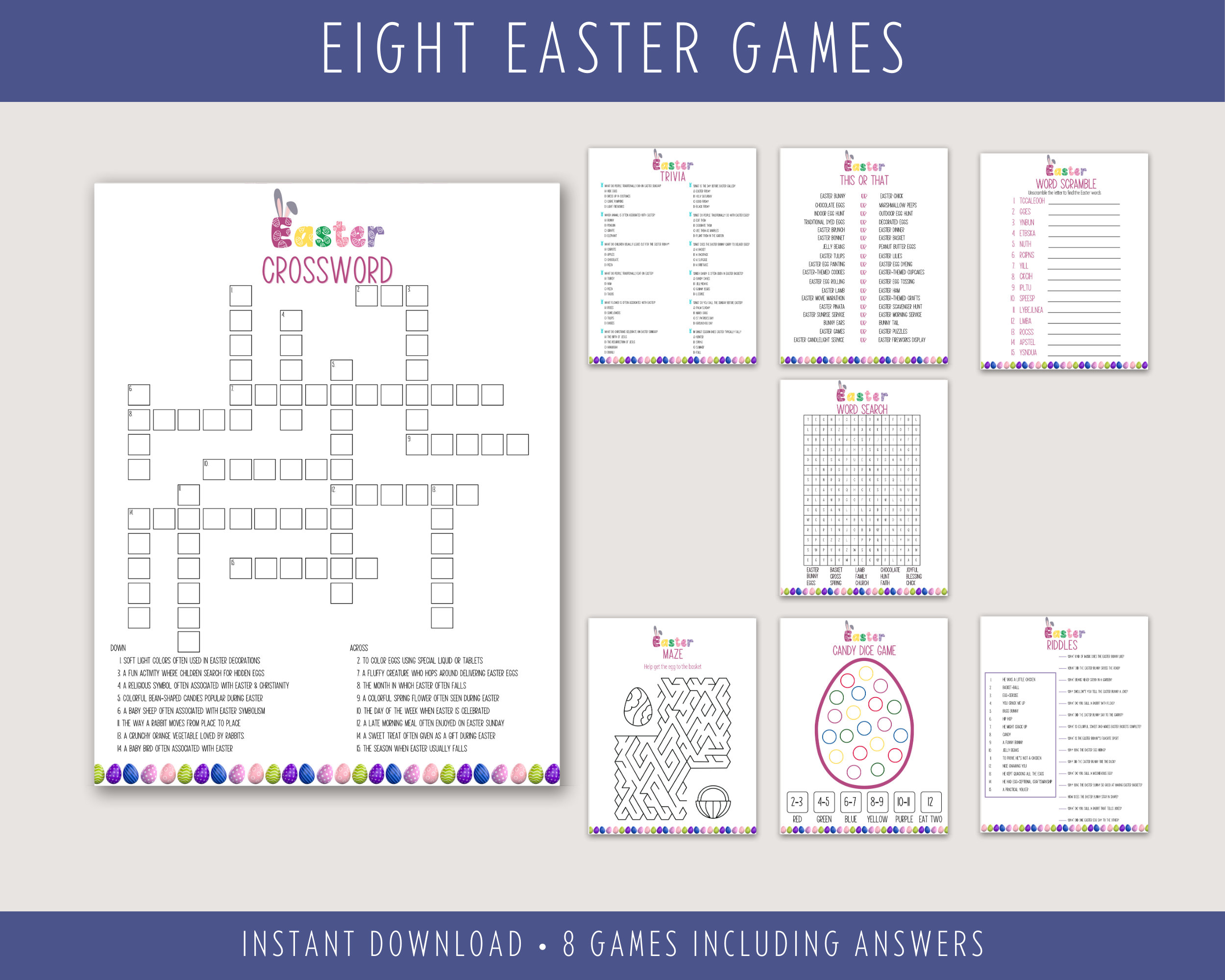 Easter Activity Printable I Easter Game Bundle I Easter Word Search I ...