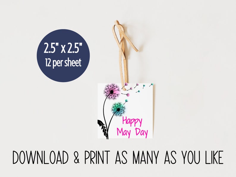 Printable May Day Basket Label | Cute Spring Tag Design I May Day Tag ...