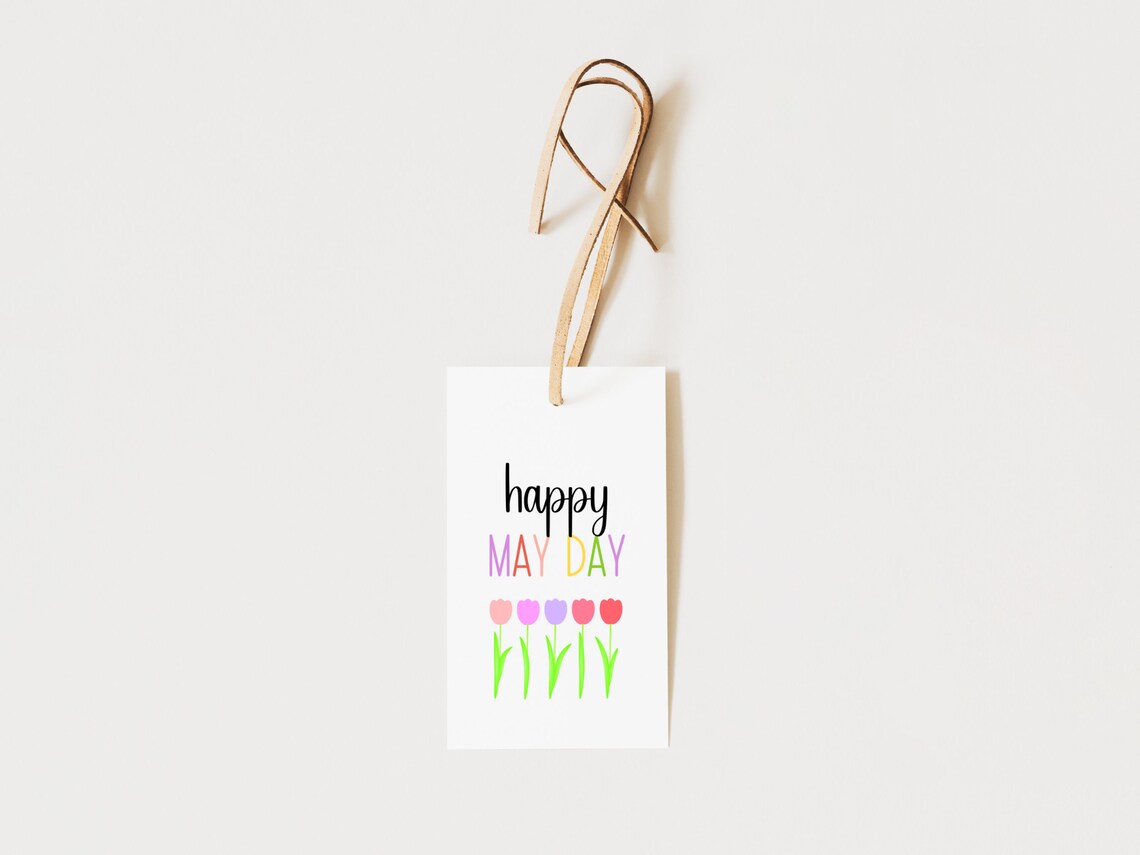 Printable May Day Basket Label | Cute Spring Tag Design I May Day Tag I ...