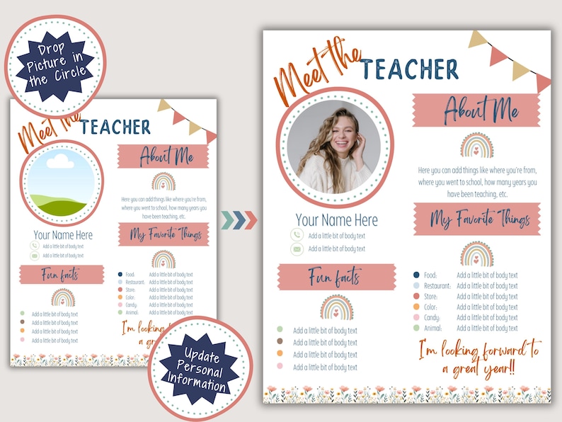 Editable Meet the Teacher Template, Canva Template, Back to School ...