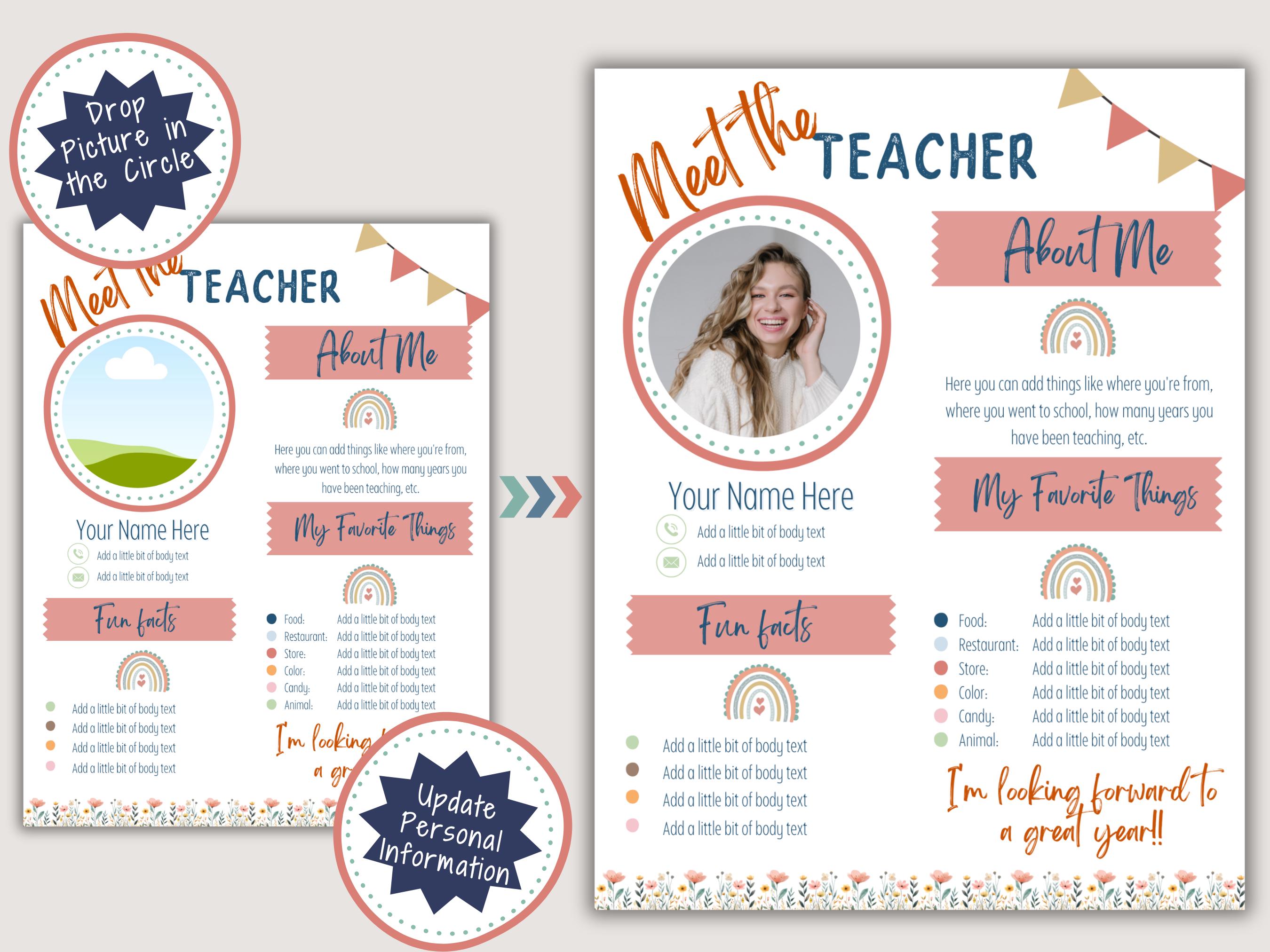 Editable Meet the Teacher Template, Canva Template, Back to School ...
