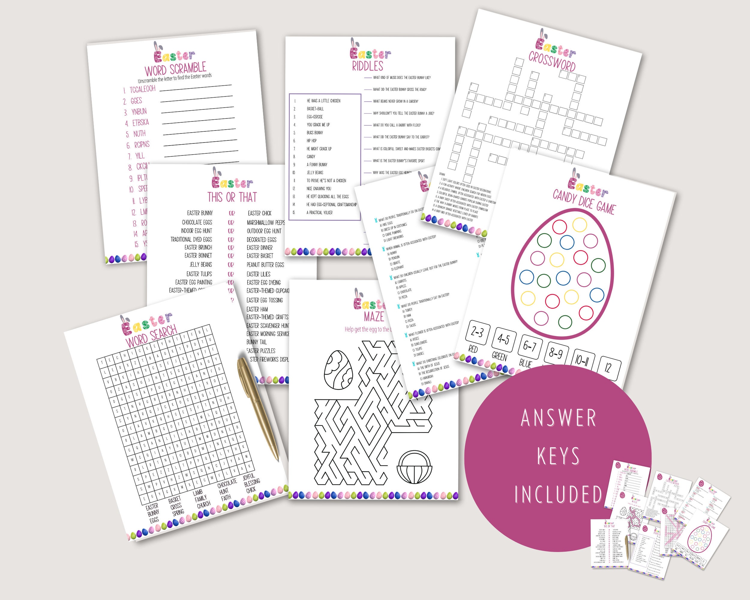 Easter Activity Printable I Easter Game Bundle I Easter Word Search I ...