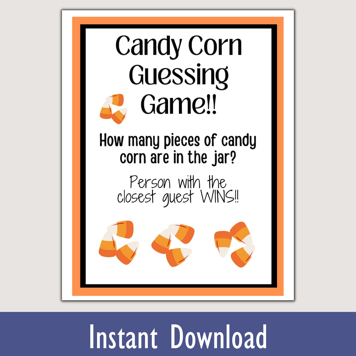 Printable Halloween Candy Corn Guessing Game, Class Activity, Guess How ...
