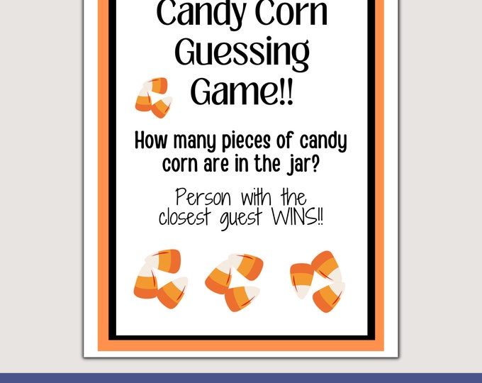 Candy Corn Guessing Game - Printable Halloween Party Game - Classroom ...