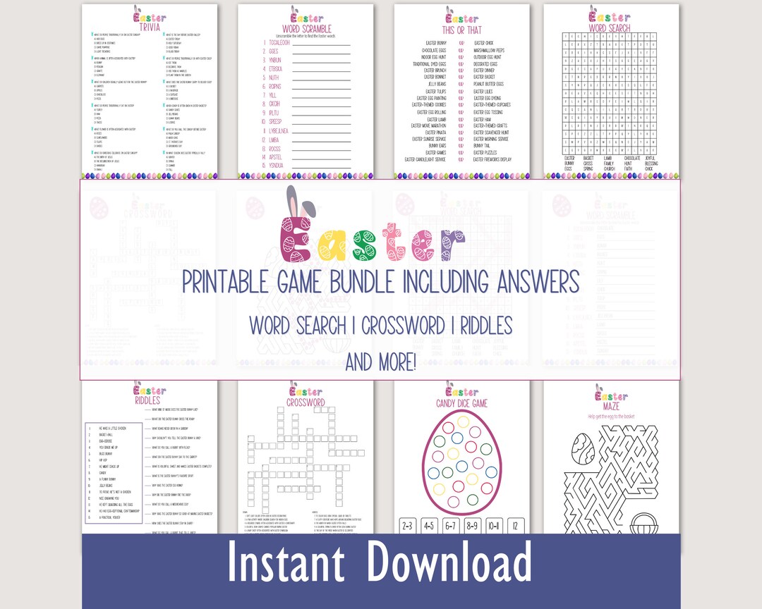 Easter Activity Printable I Easter Game Bundle I Easter Word Search I ...