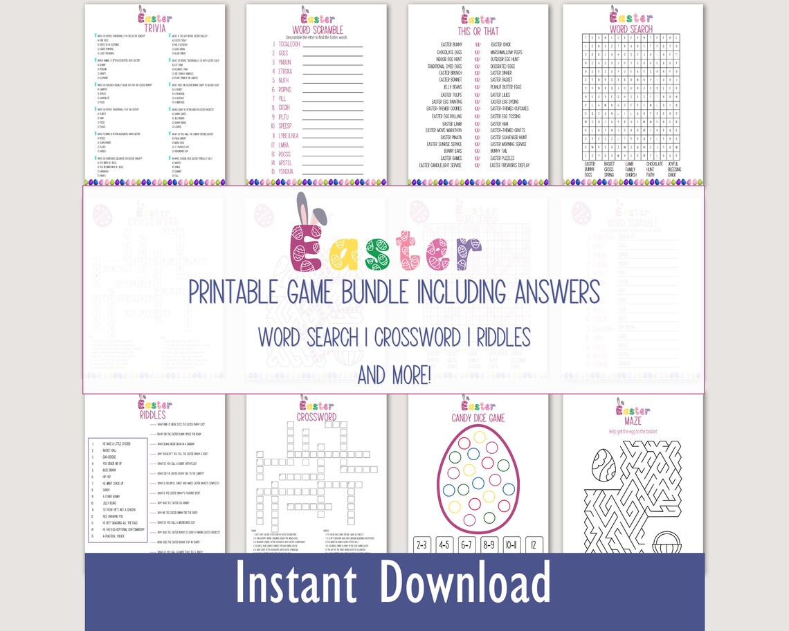 Easter Activity Printable I Easter Game Bundle I Easter Word Search I ...
