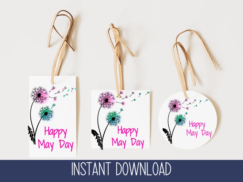 Printable May Day Basket Label | Cute Spring Tag Design I May Day Tag ...