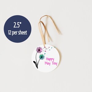 Printable May Day Basket Label | Cute Spring Tag Design I May Day Tag ...