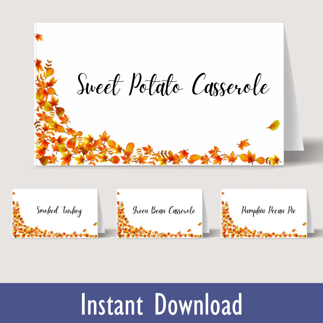 Customizable Autumn Buffet Food Cards: Perfect for Thanksgiving and ...