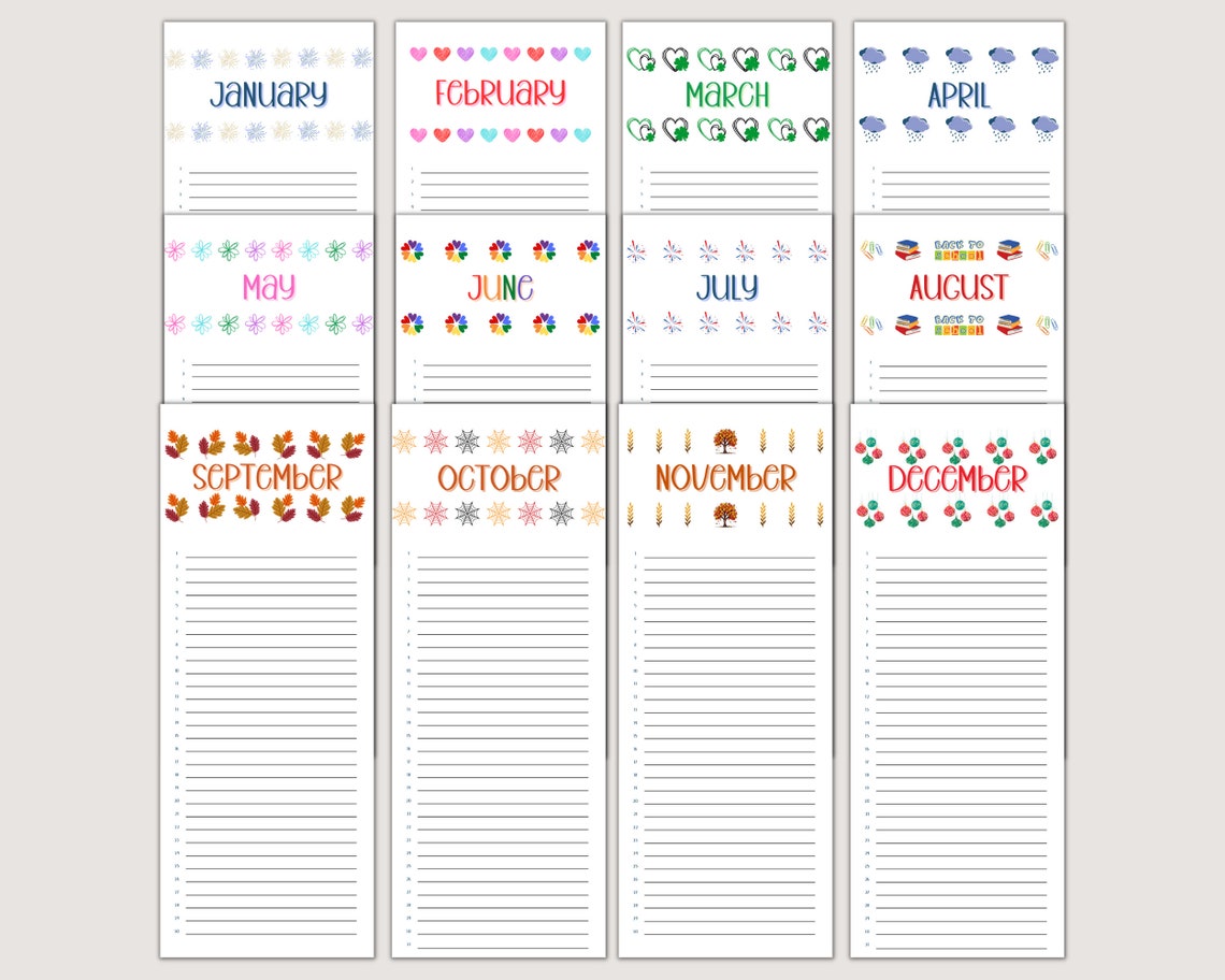 Stay Organized Year-round With a Printable Holiday-themed Perpetual ...