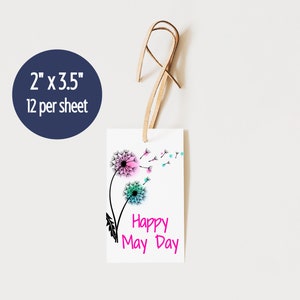 Printable May Day Basket Label | Cute Spring Tag Design I May Day Tag ...