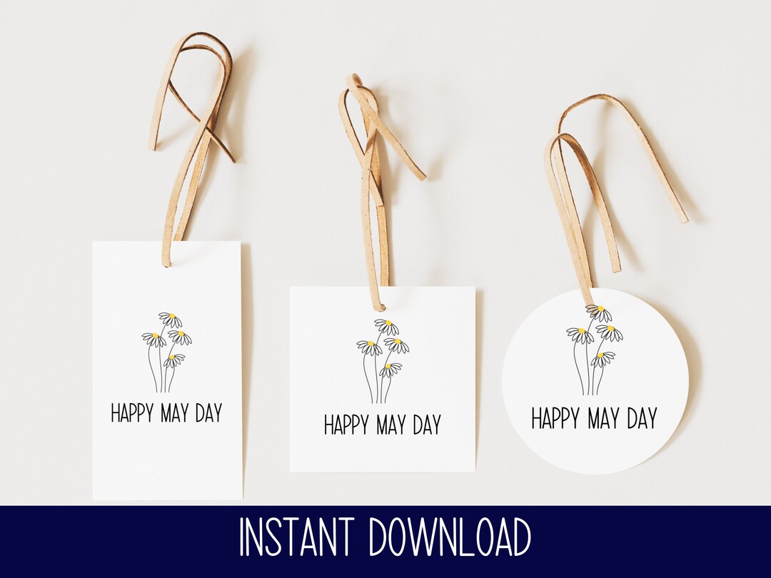 Simple May Day Gift Tag Printable I May Day Basket Hanging Tag I Print ...