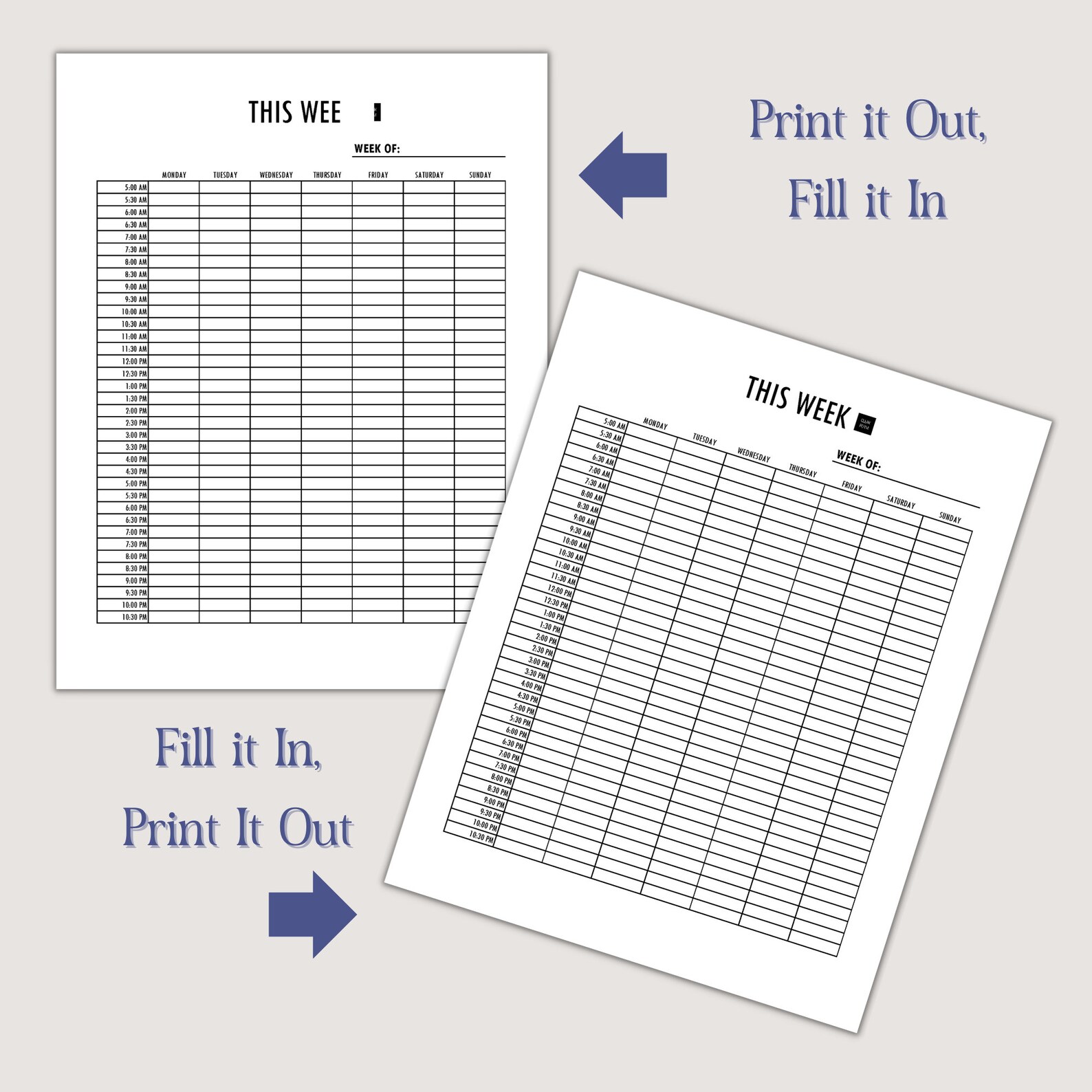 Efficient Planning Made Easy: Printable Minimalist Weekly Schedule With ...