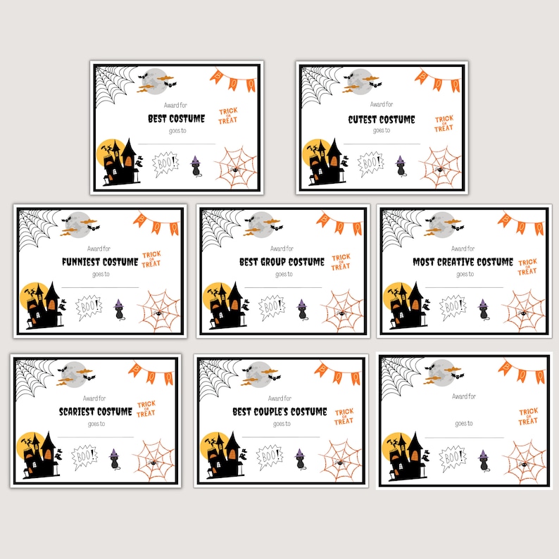 Printable Halloween Costume Party Award, Halloween Party, Halloween ...