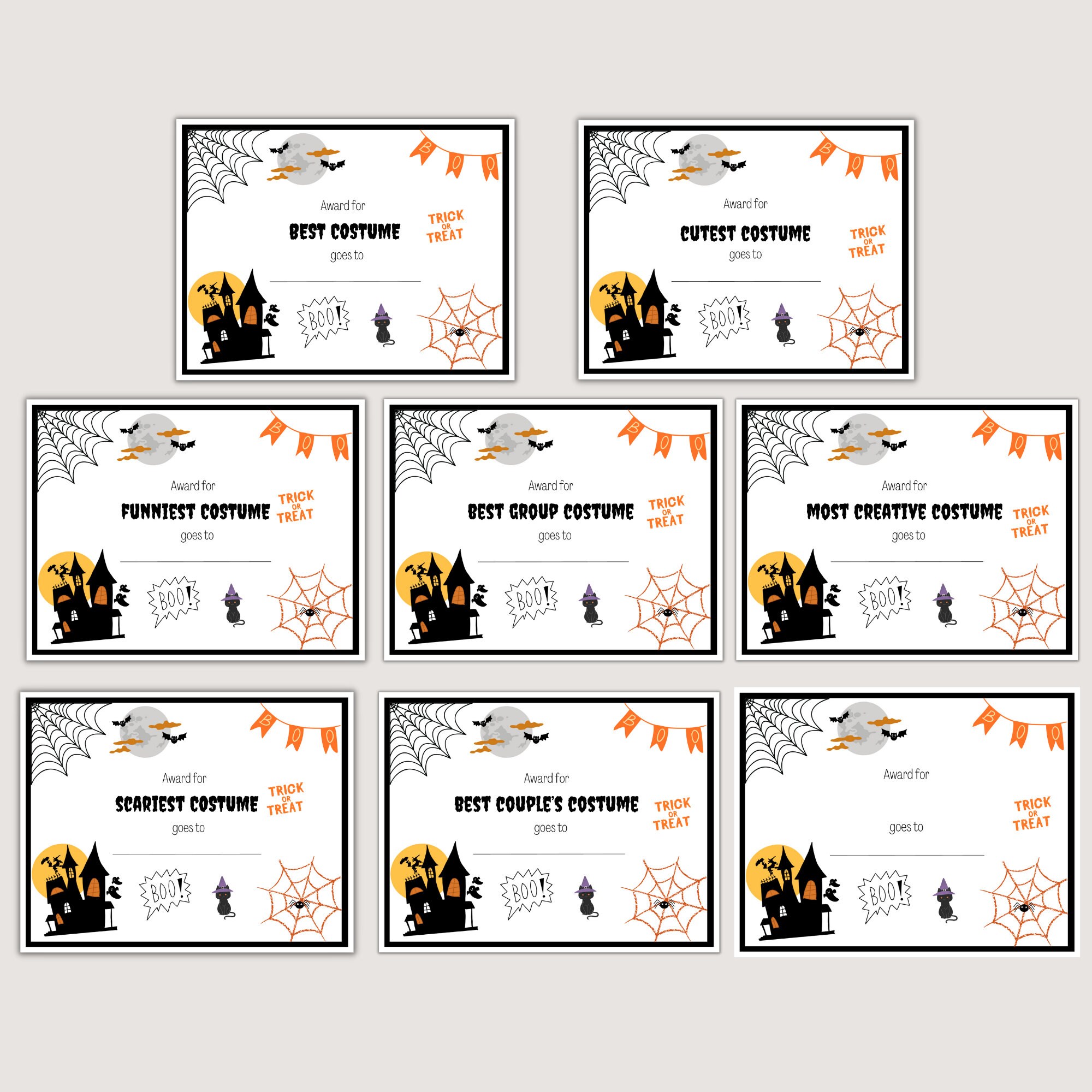 Printable Halloween Costume Party Award, Halloween Party, Halloween ...