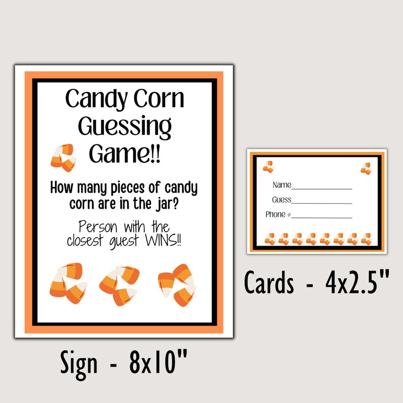 Printable Halloween Candy Corn Guessing Game, Class Activity, Guess How ...