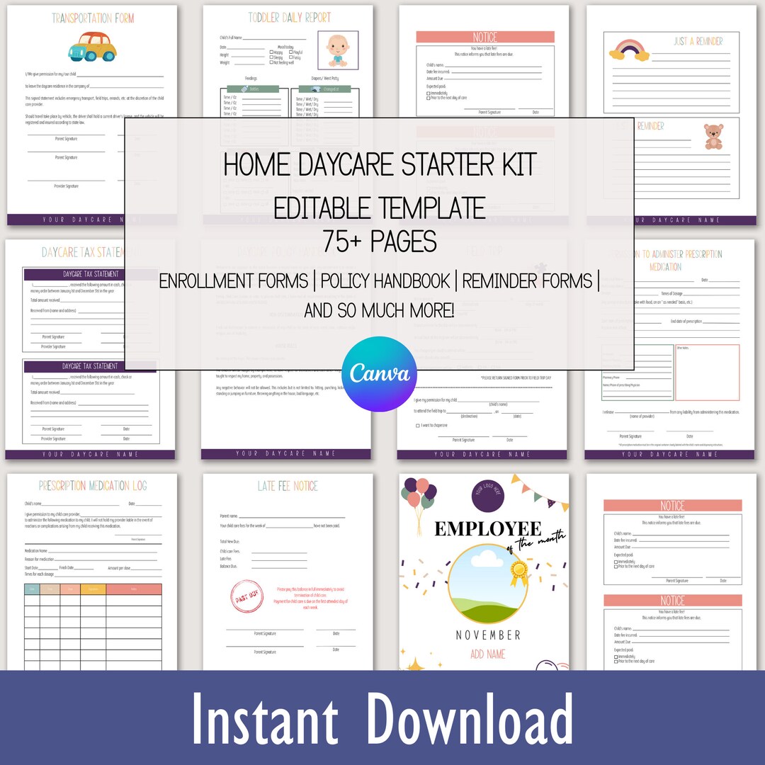 Ultimate Daycare Forms Package: 75+ Editable Templates for Your ...