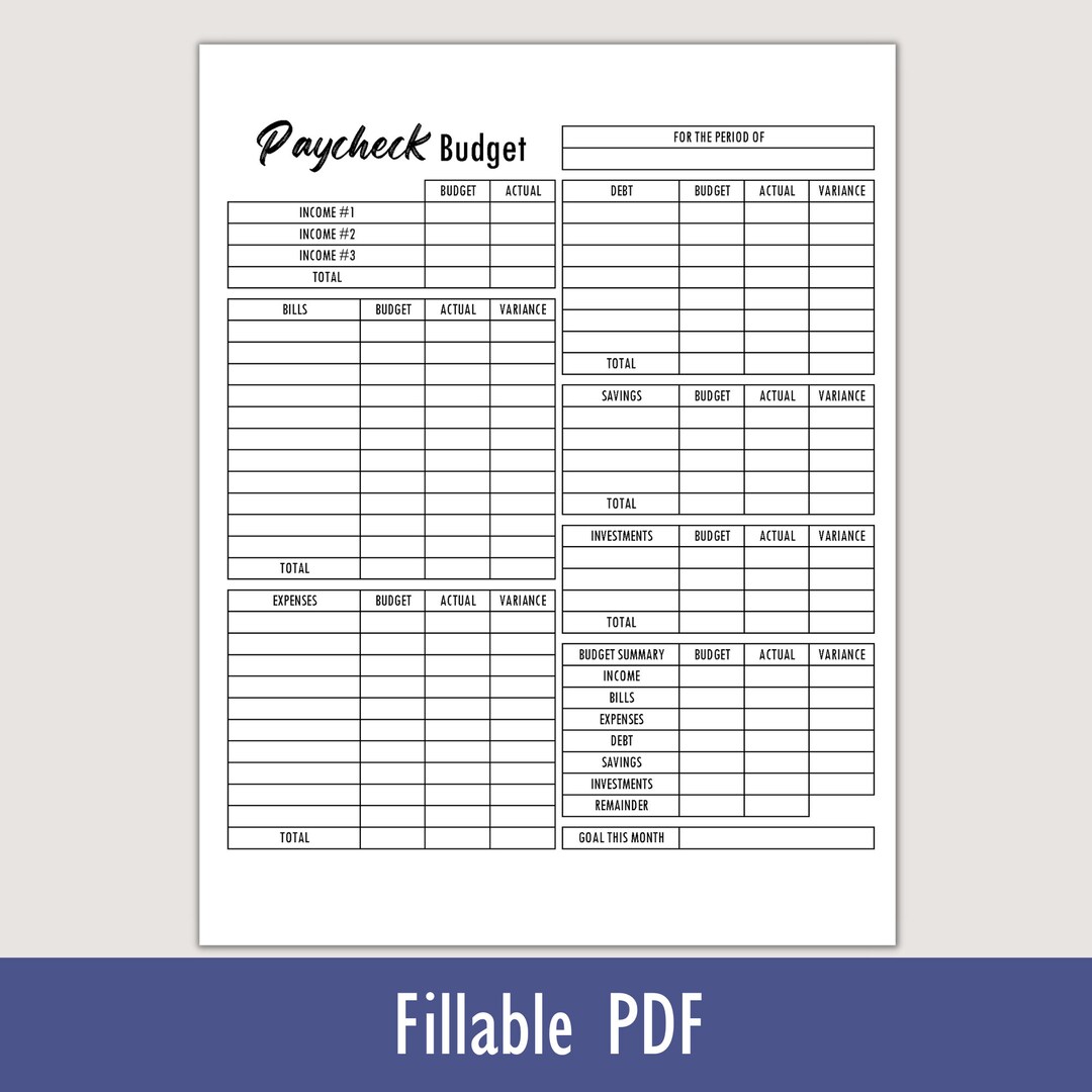 Paycheck Budget Template, Paycheck Budget, Printable Budget, Editable ...