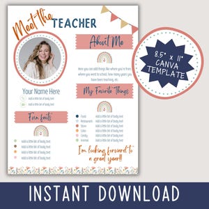 Editable Meet the Teacher Template, Canva Template, Back to School ...