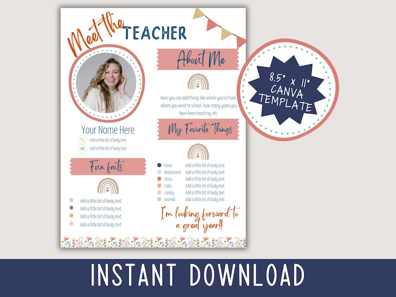 Editable Meet the Teacher Template, Canva Template, Back to School ...