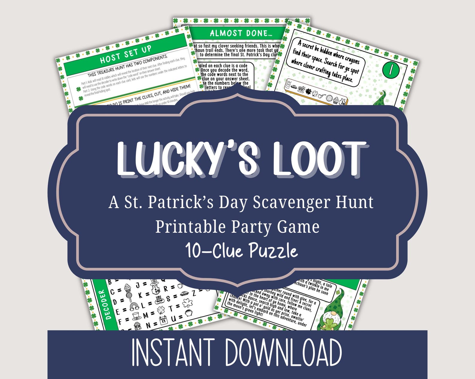 Printable St. Patrick’s Day Scavenger Hunt I 10-clue Indoor Treasure ...