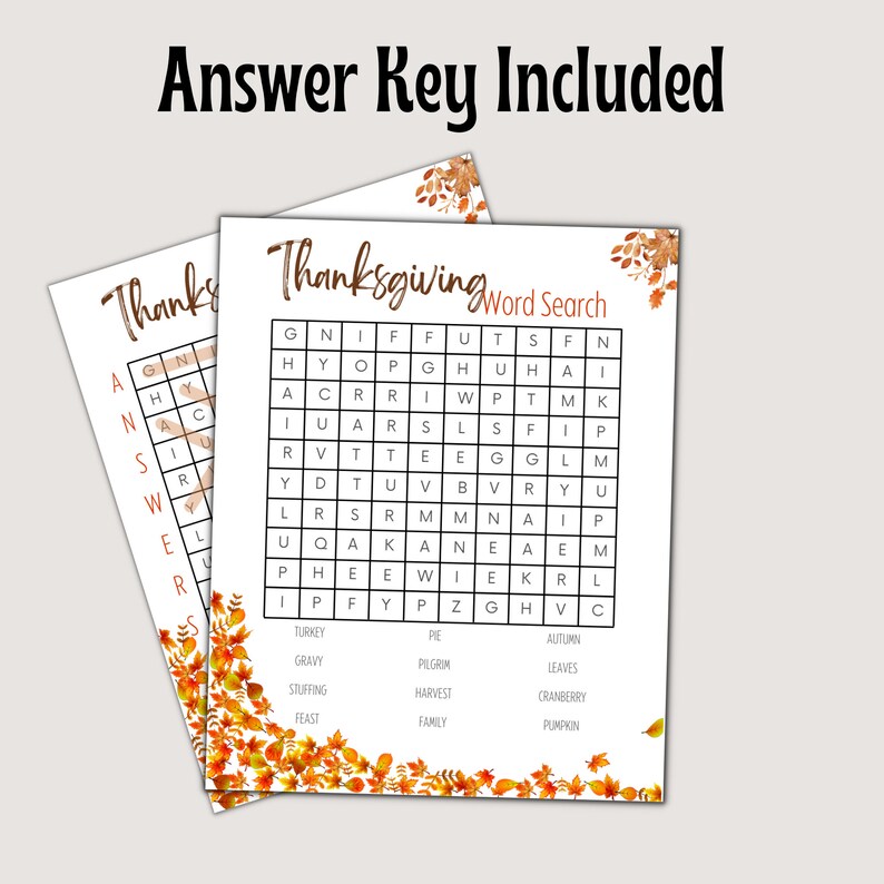 Thanksgiving-themed Word Search Puzzle Printable: Available in Color ...