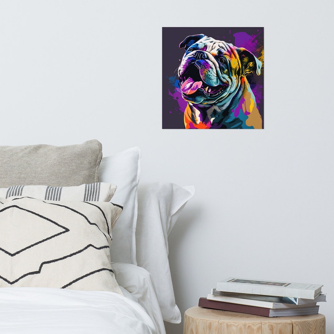 Colorful Abstract English Bulldog Poster - Unique Dog Wall Art Print ...
