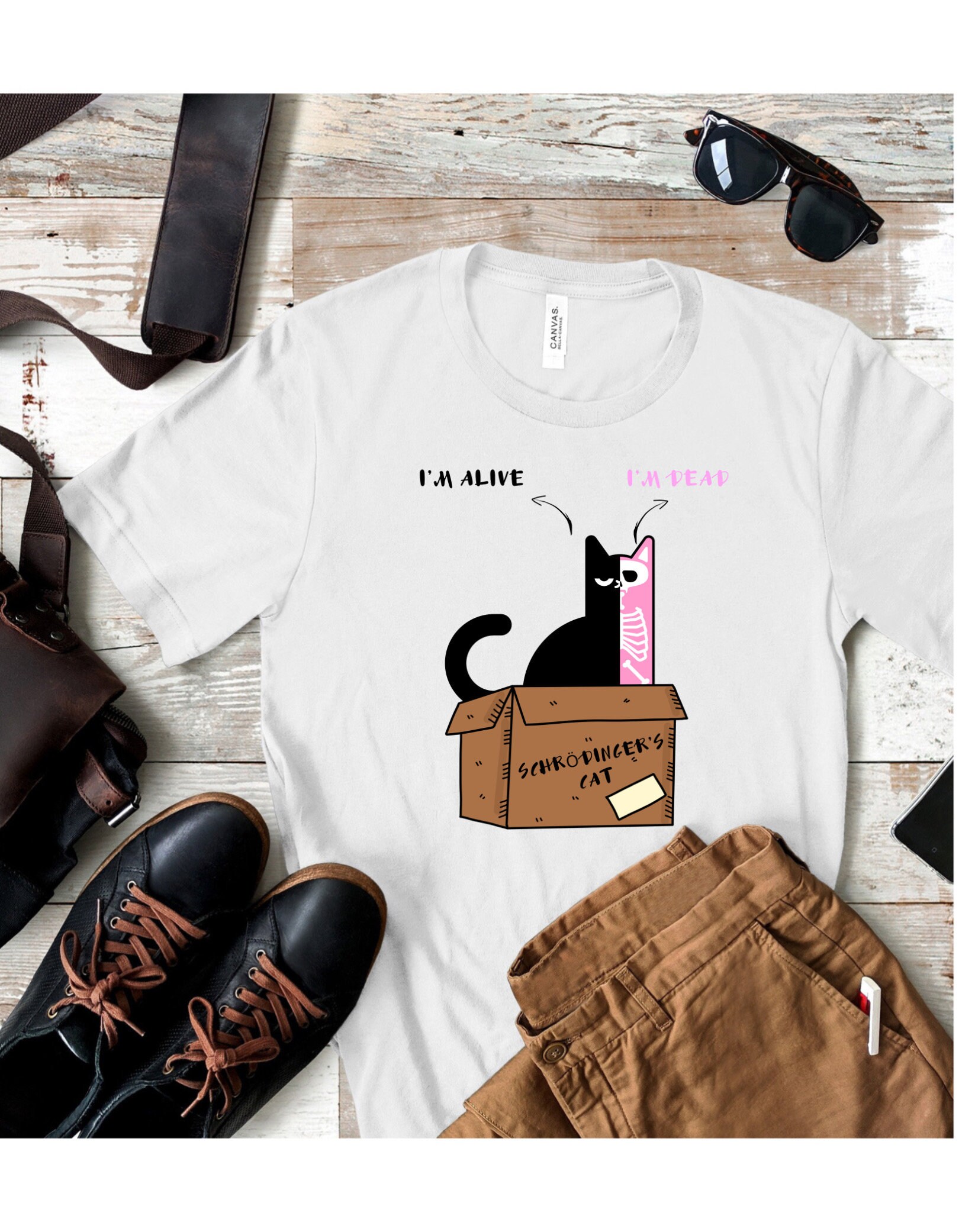 Schrödinger Cat T-shirt, Phisics, Dead, Alive, Poison, Quantum, Box - Etsy