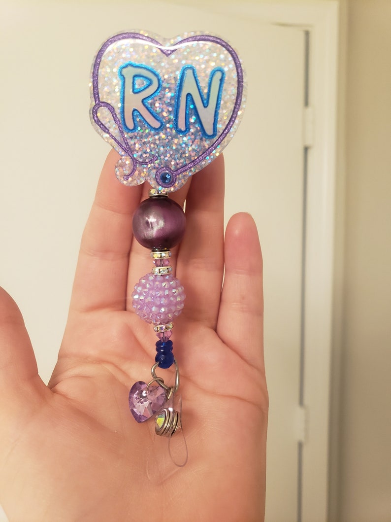 Sparkly and Reflective RN Badge Reel With Beads and Rhinestones. - Etsy