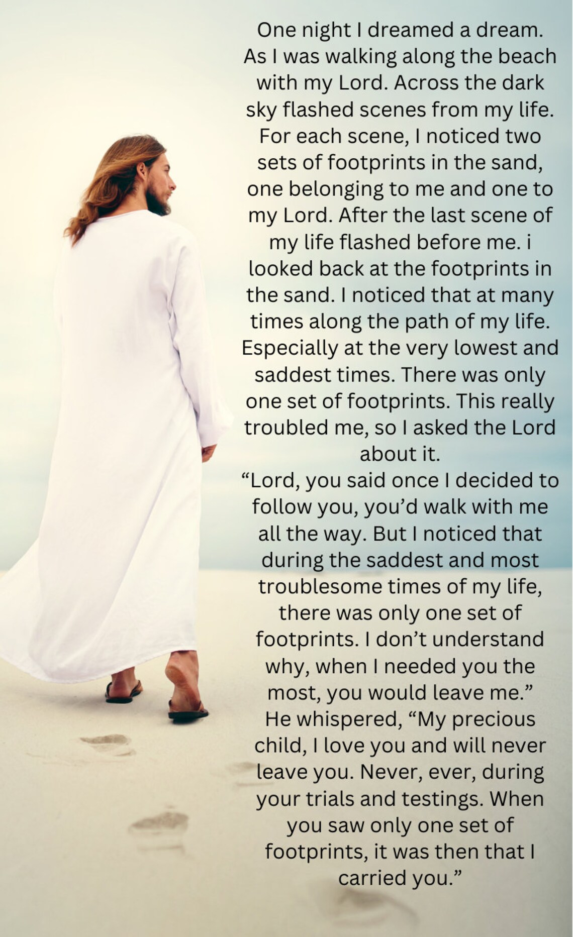 Prayer Cards, Footprints Poem, Footprints in the Sand, Catholic Prayer ...