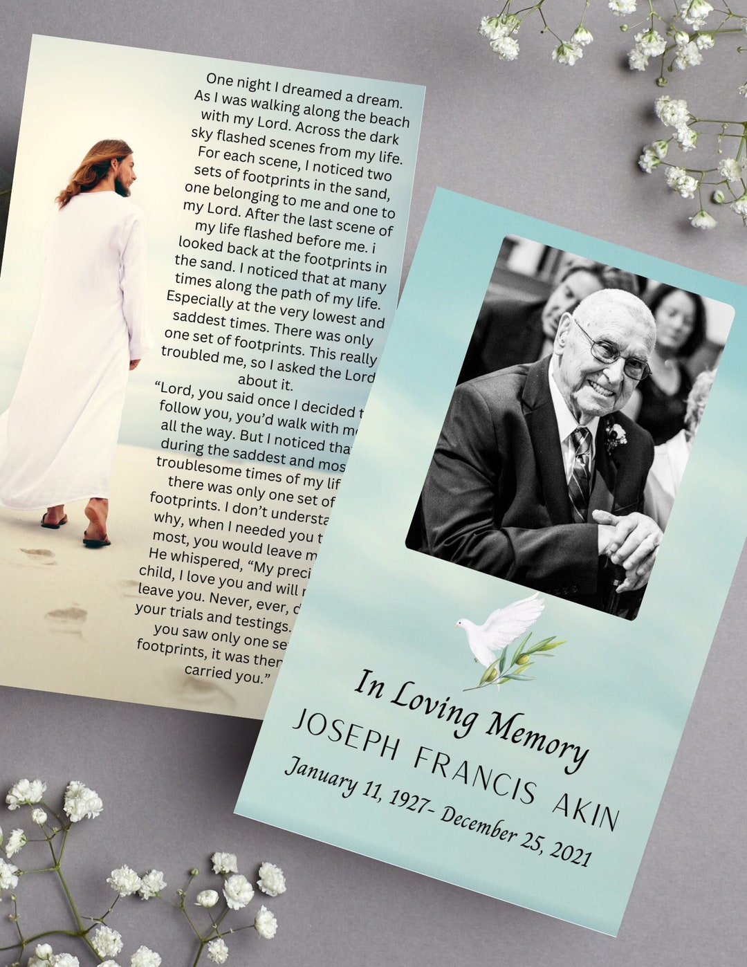 Prayer Cards, Footprints Poem, Footprints in the Sand, Catholic Prayer ...