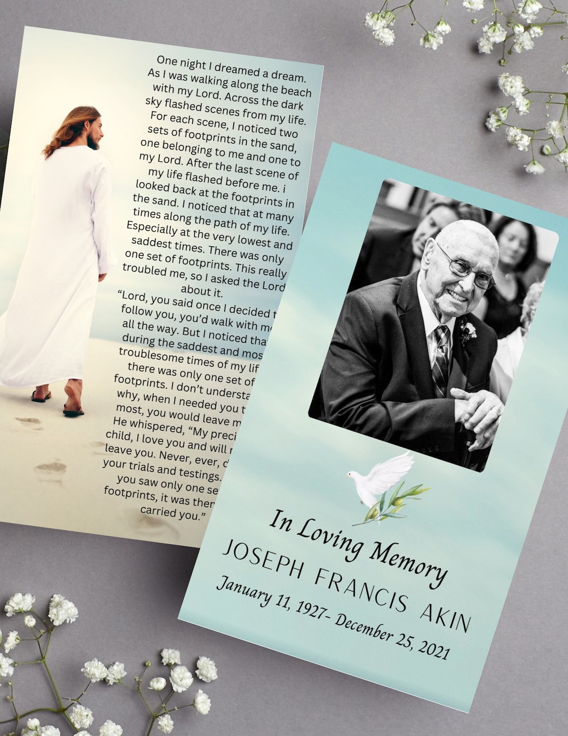 Prayer Cards, Footprints Poem, Footprints in the Sand, Catholic Prayer ...