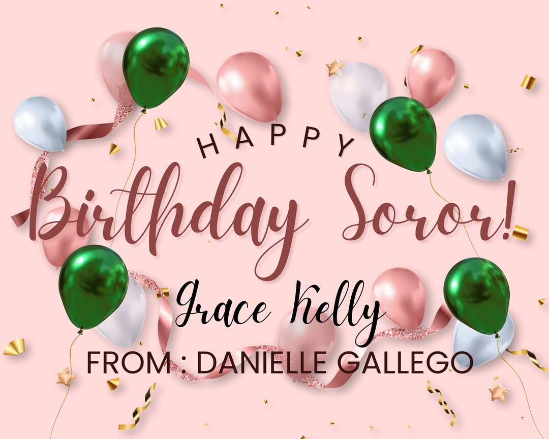 Happy Birthday, Soror Pink & Green - Etsy